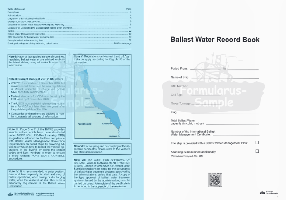 Ballast Water Record Book - Log Book - Amnautical