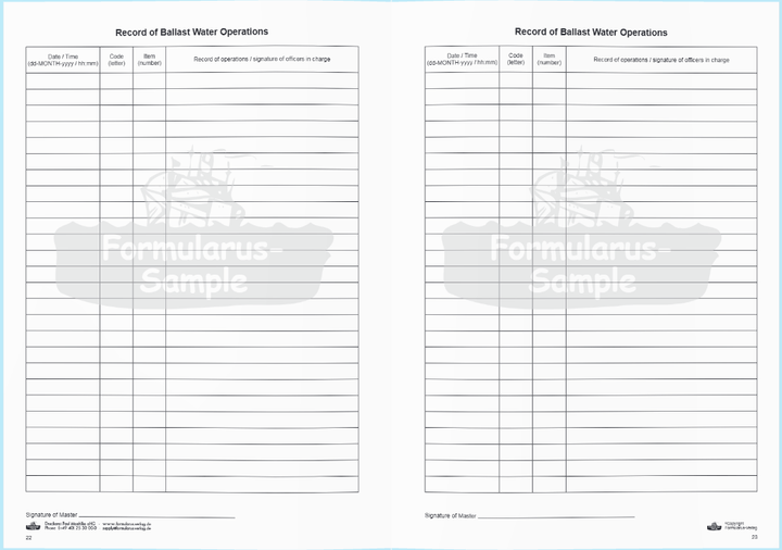 Ballast Water Record Book - Log Book - Amnautical