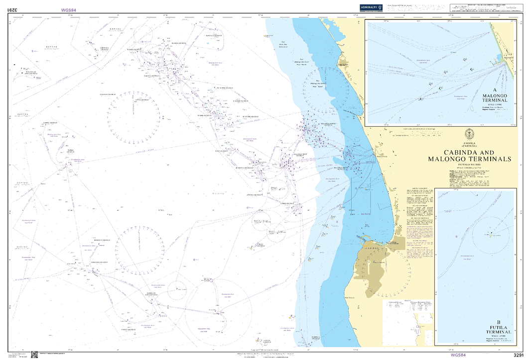 British Admiralty Nautical Chart 3291: Angola (Cabinda), Cabinda and M ...
