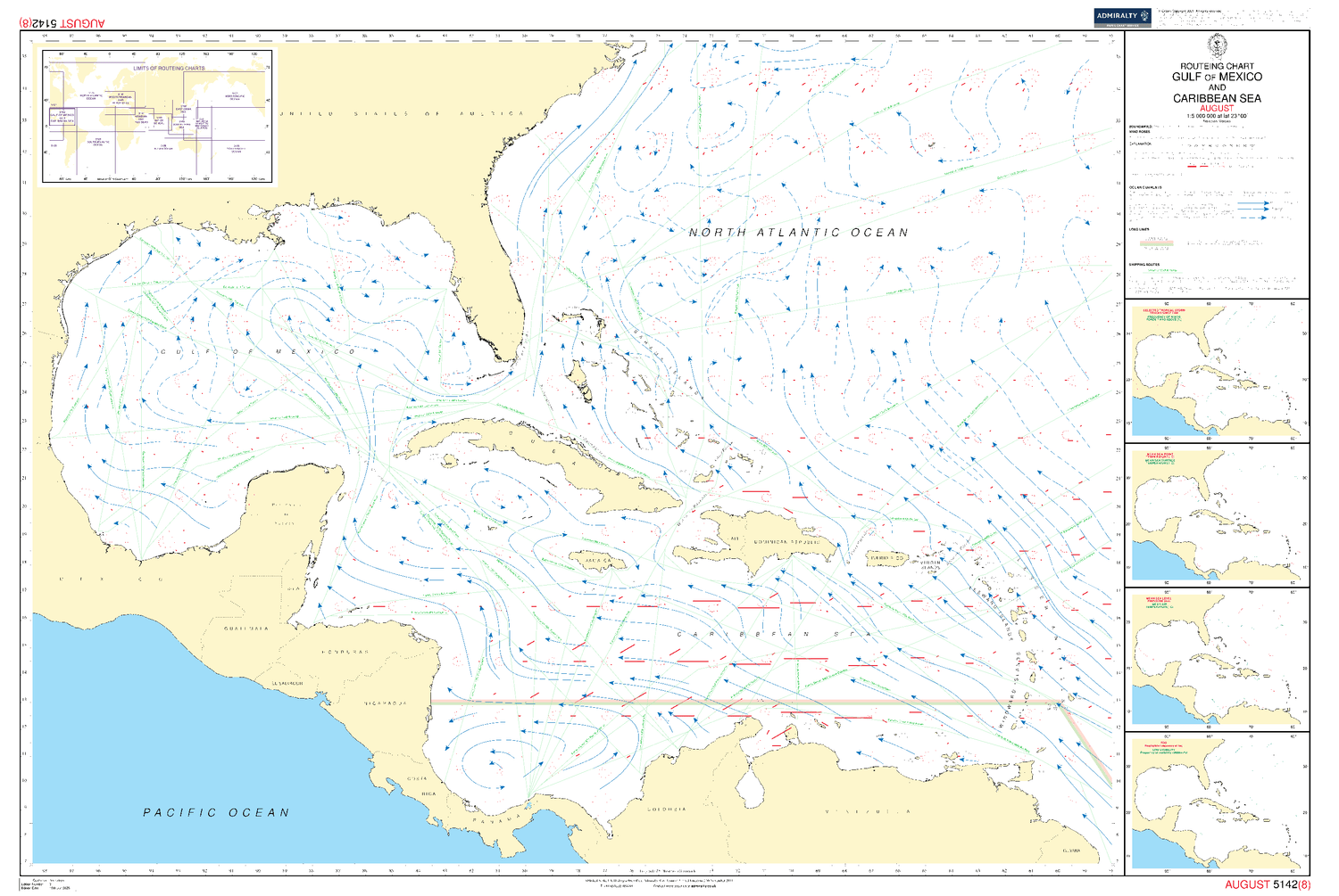 British Admiralty Routeing Chart 5142: Gulf of Mexico and Caribbean Se ...