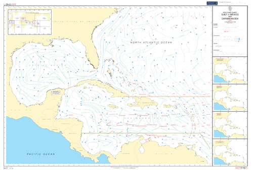 British Admiralty Routeing Chart 5142: Gulf of Mexico and Caribbean Se ...