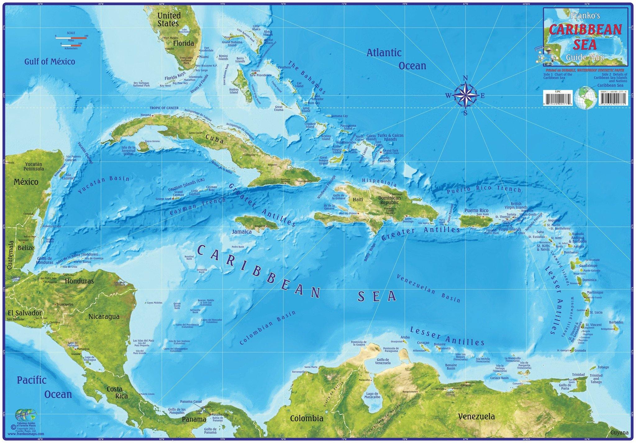 Caribbean Sea Guide Map - Amnautical