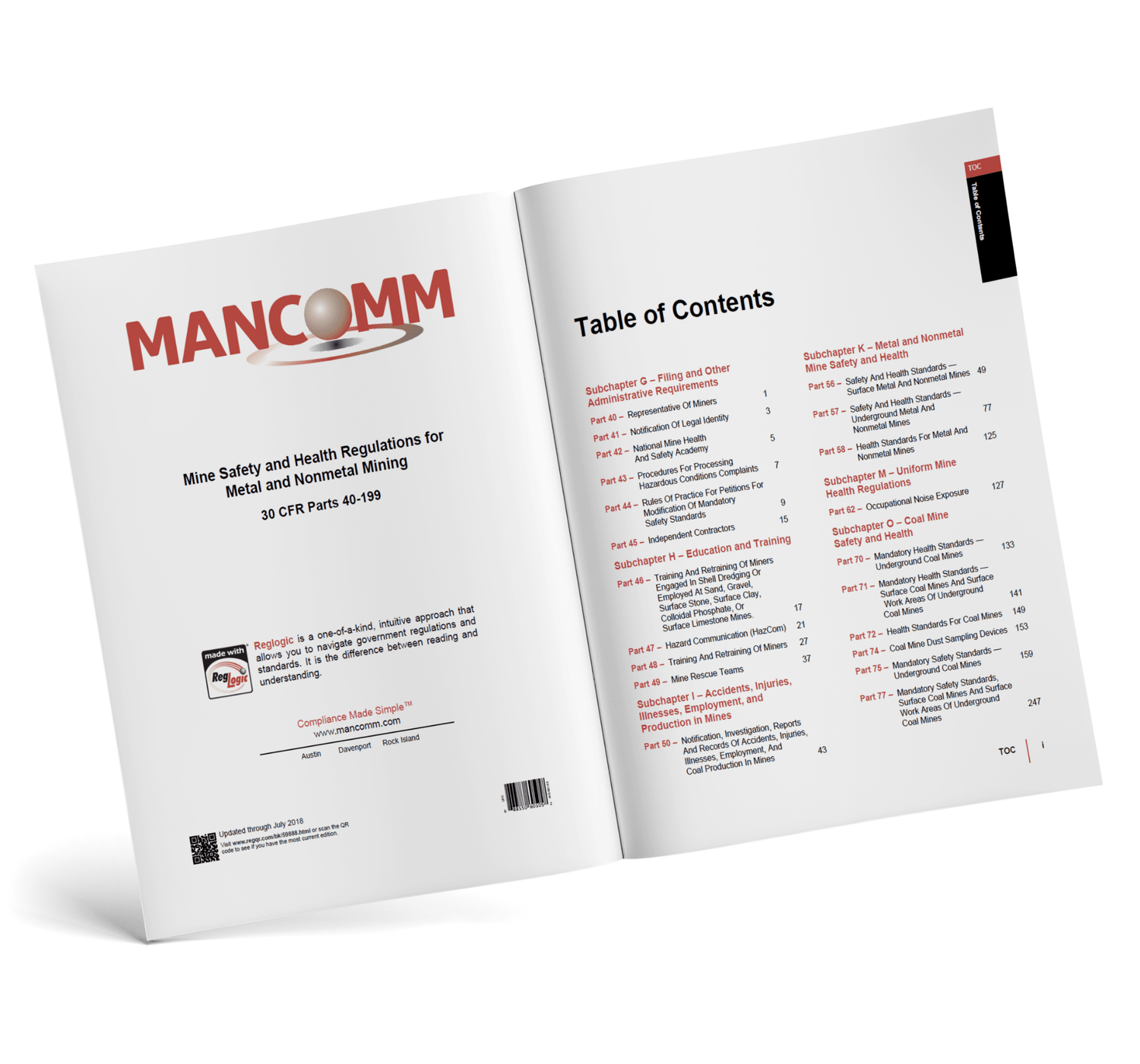 Mancomm 30 CFR: Parts 40-199: MSHA Metal/Non-Metal Mining Regulations ...