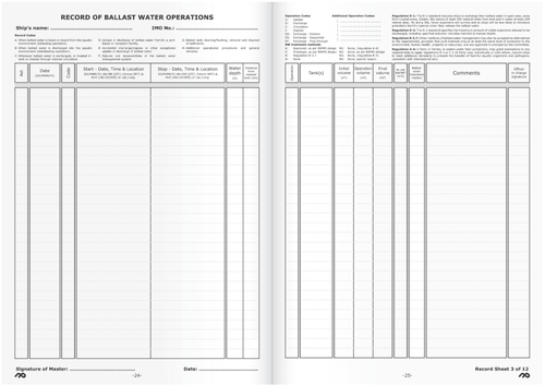 Maritime Progress Water Ballast Record Book | Ballast Log Book - Amnautical