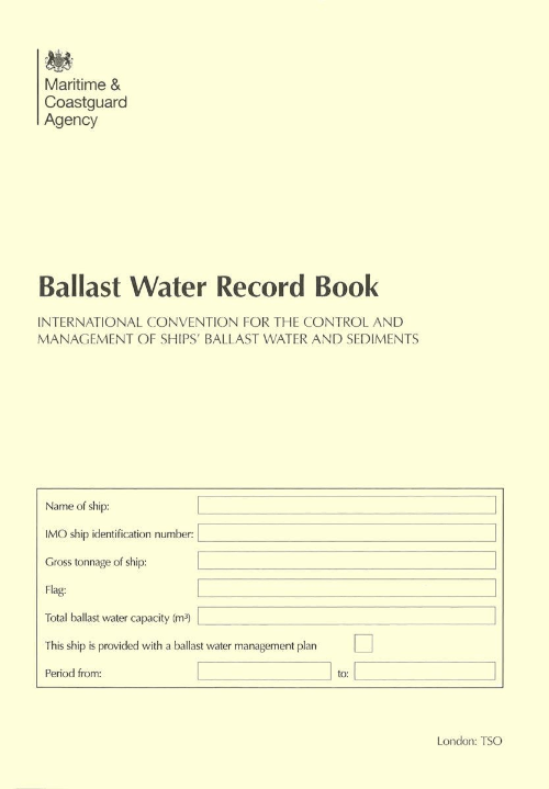 MCA Ballast Water Record Log Book | Water Record Book - Amnautical
