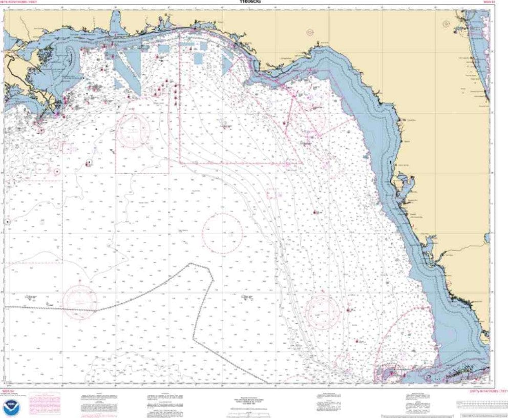 NOAA Nautical Chart 11006 - Gulf Coast - Amnautical