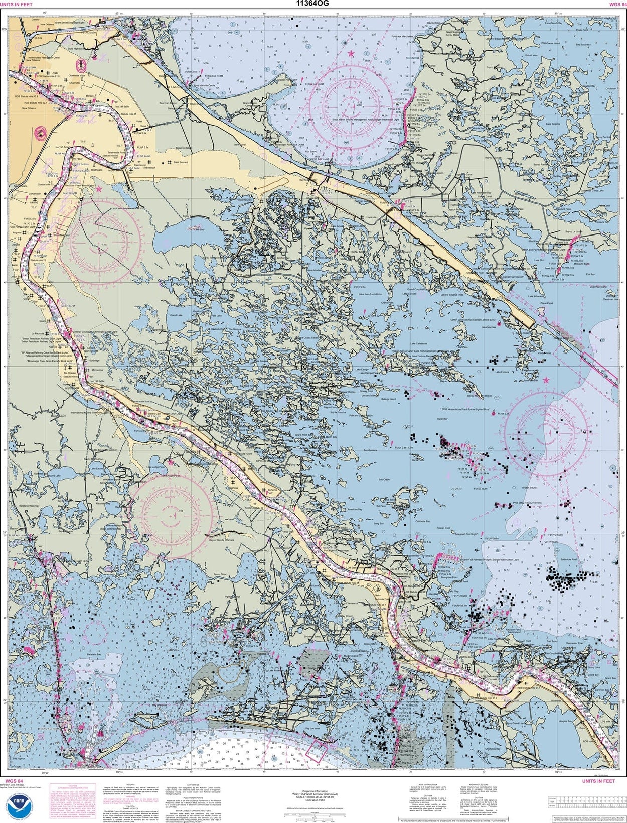NOAA Chart 11364: Mississippi River-Venice to New Orleans - Amnautical