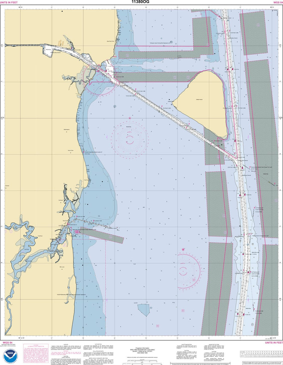 NOAA Chart 11380: Mobile Bay East Fowl River to Deer River Pt - Amnautical