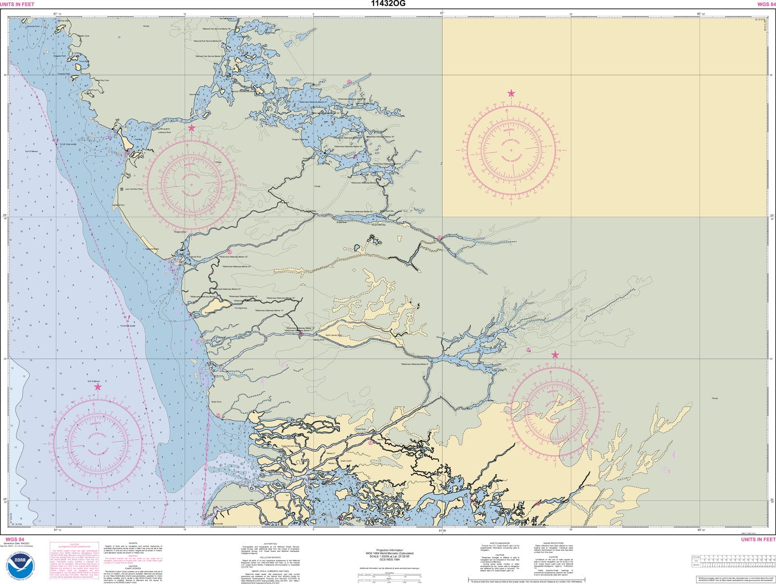 NOAA Nautical Chart 11432: Everglades National Park Shark River to Los ...