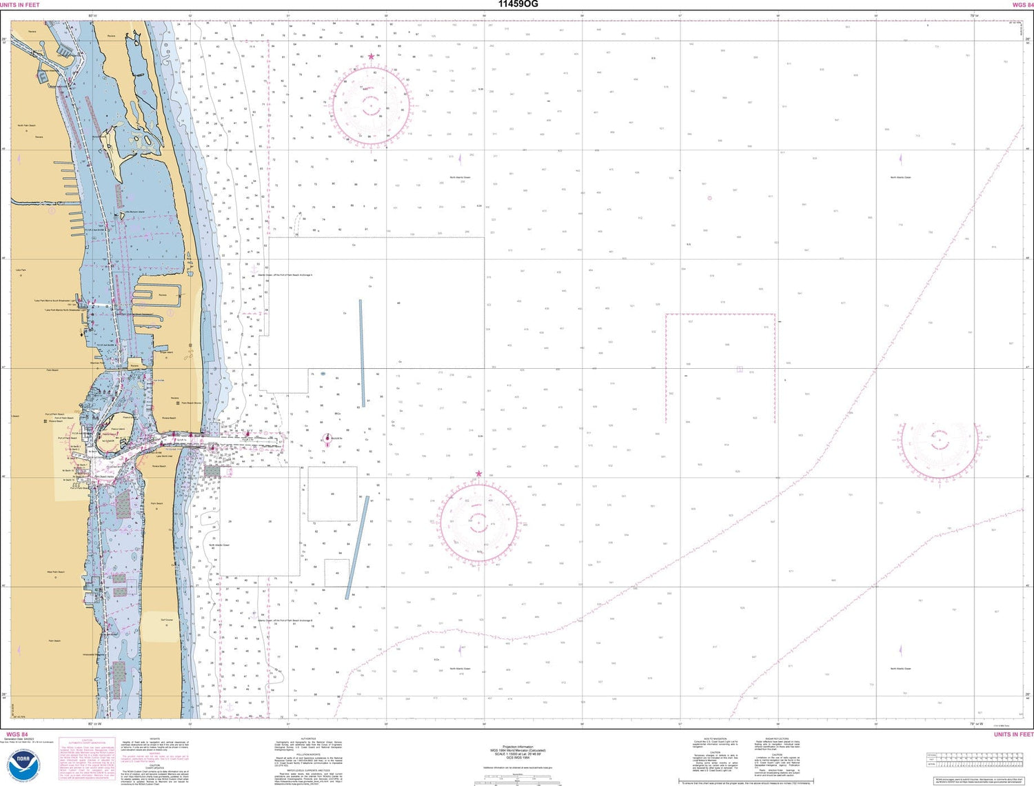NOAA Nautical Chart 11459: Port of Palm Beach and Approaches - Amnautical