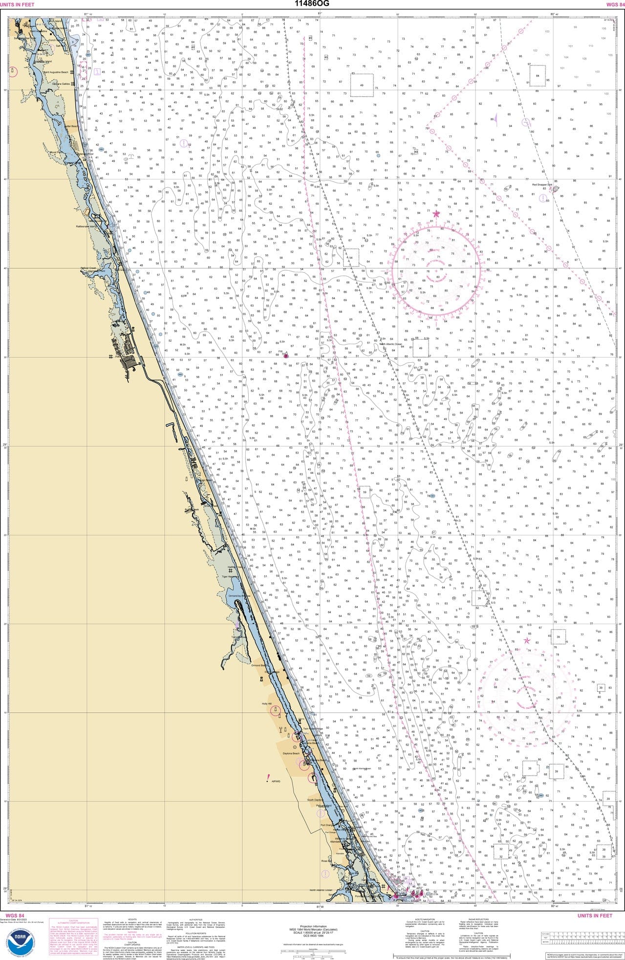 NOAA St Augustine Inlet Chart 11486: St. Augustine Light to Ponce de ...