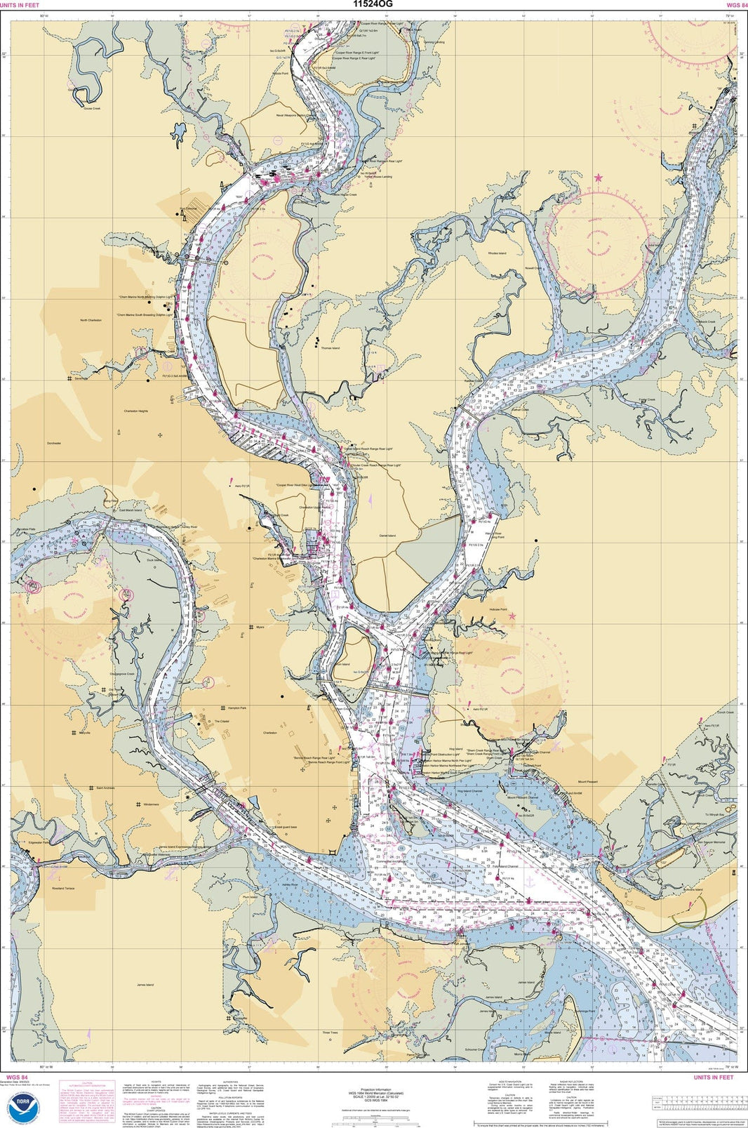 NOAA Nautical Map of Charleston Harbor 11524 | NOAA Chart 11524 ...