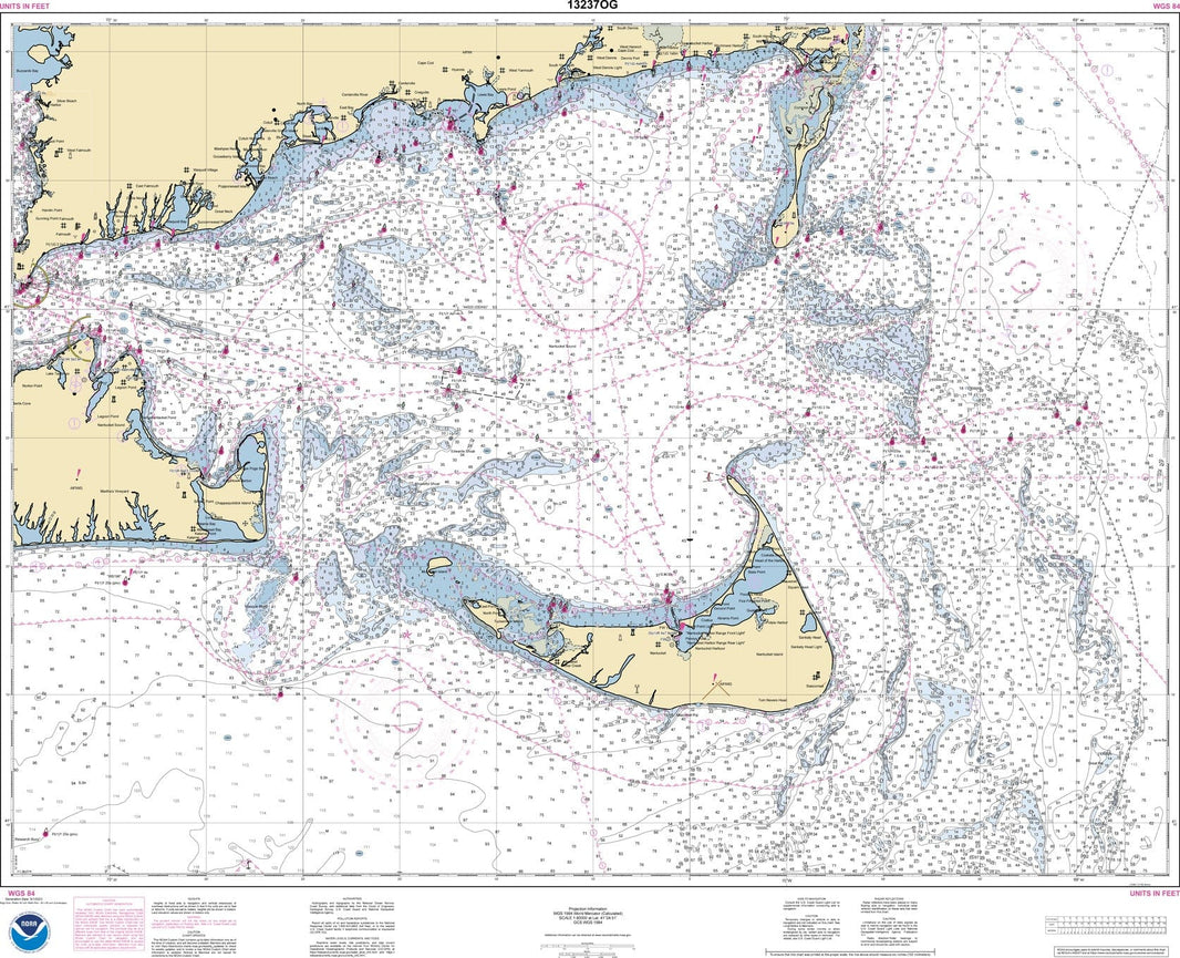 NOAA Nautical Chart 13237: Map of Nantucket Sound and Approaches ...