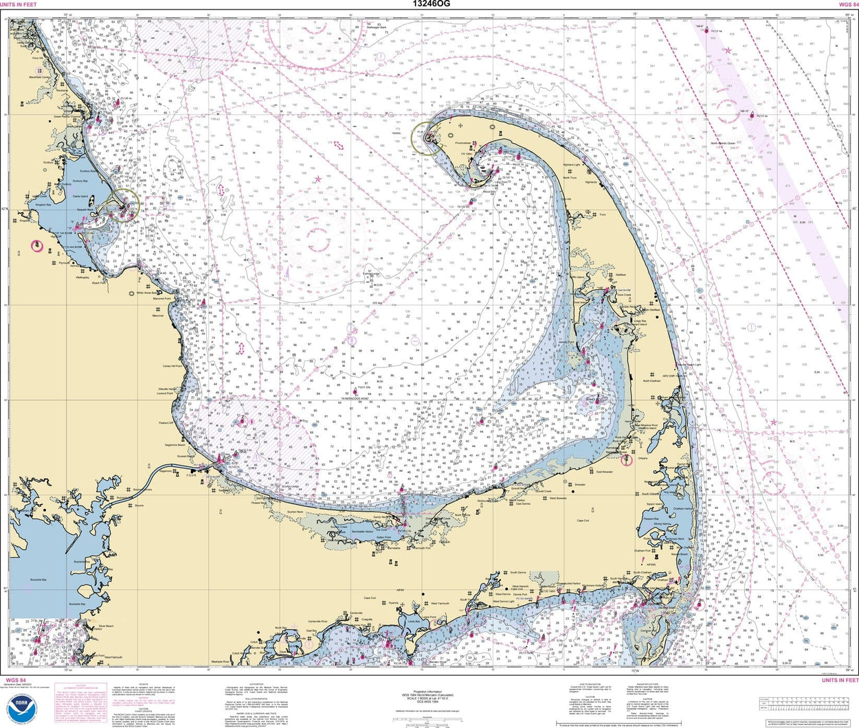 NOAA Nautical Chart 13246: Cape Cod Bay| Cape Cod Bay Depth Chart ...