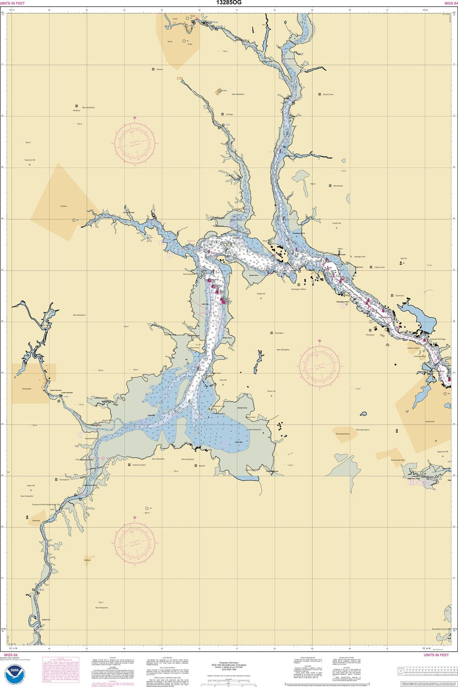 NOAA Nautical Chart 13285: Portsmouth to Dover and Exeter - Amnautical