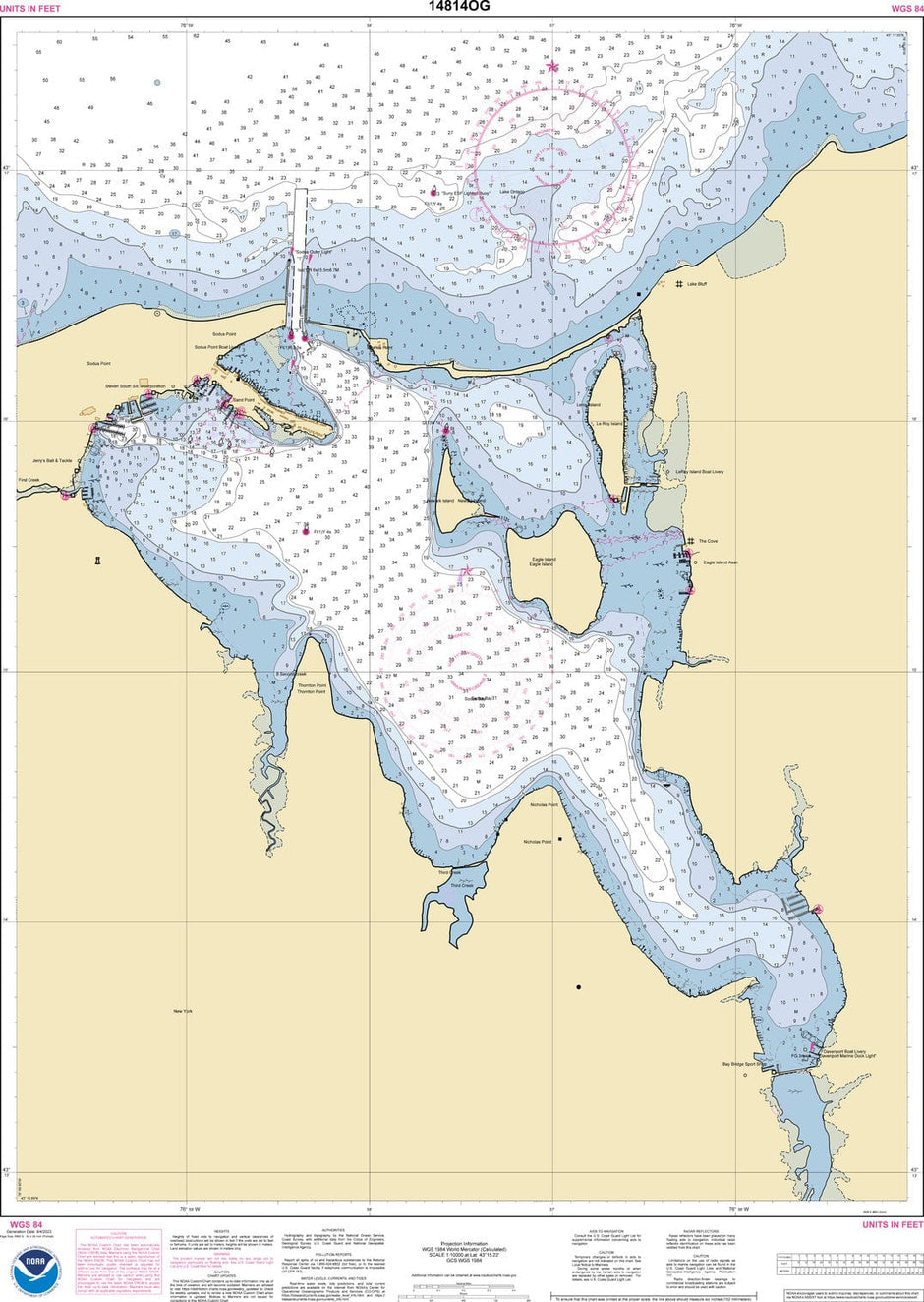 NOAA Nautical Chart 14814: Sodus Bay Map| Map of Sodus Bay| Sodus Bay Fishing Map - Amnautical