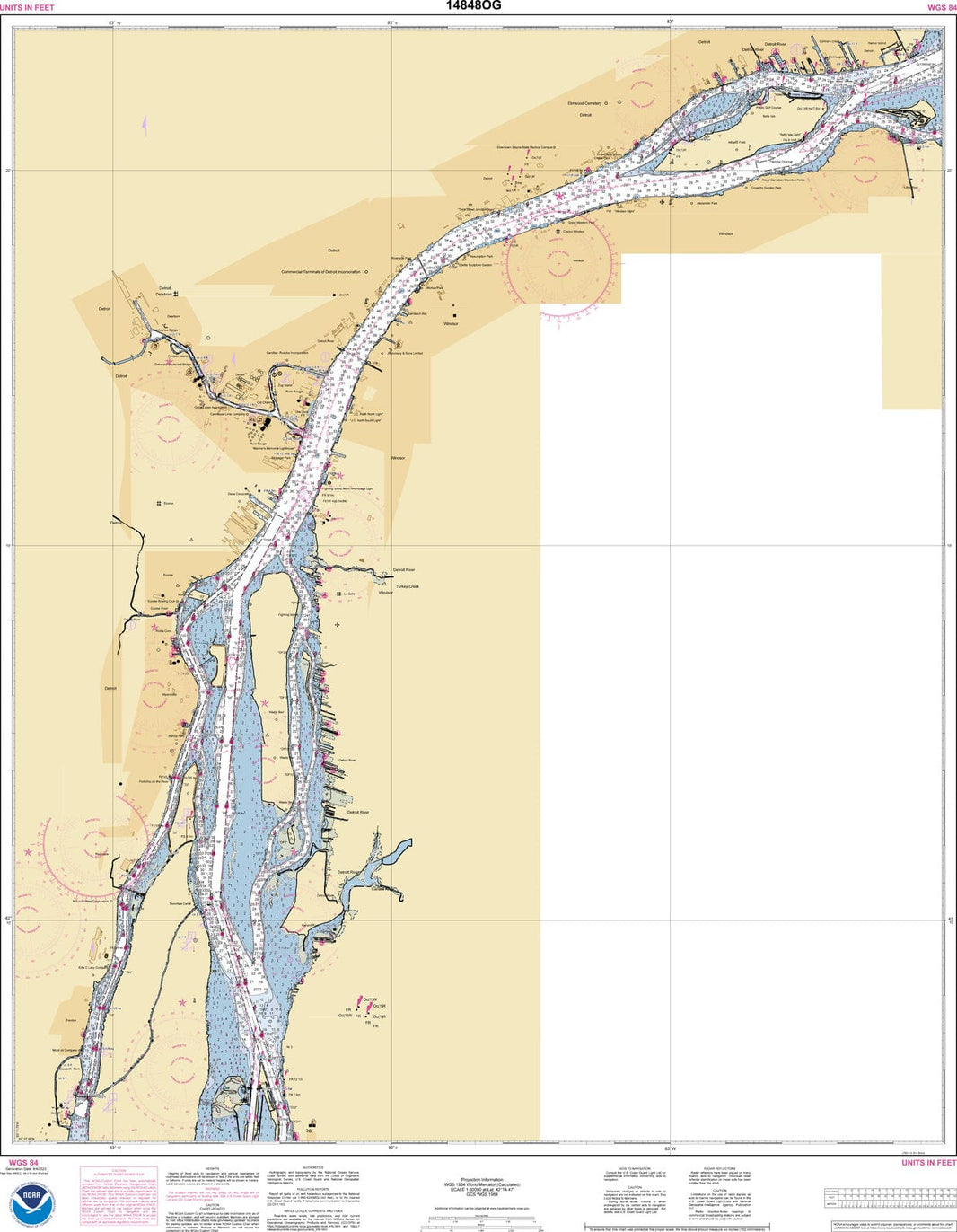 NOAA Nautical Chart 14848: Detroit River | NOAA Detroit | NOAA Map ...