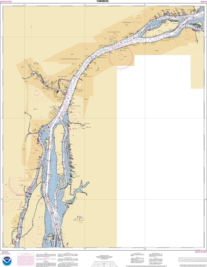 NOAA Nautical Chart 14848: Detroit River | NOAA Detroit | NOAA Map ...