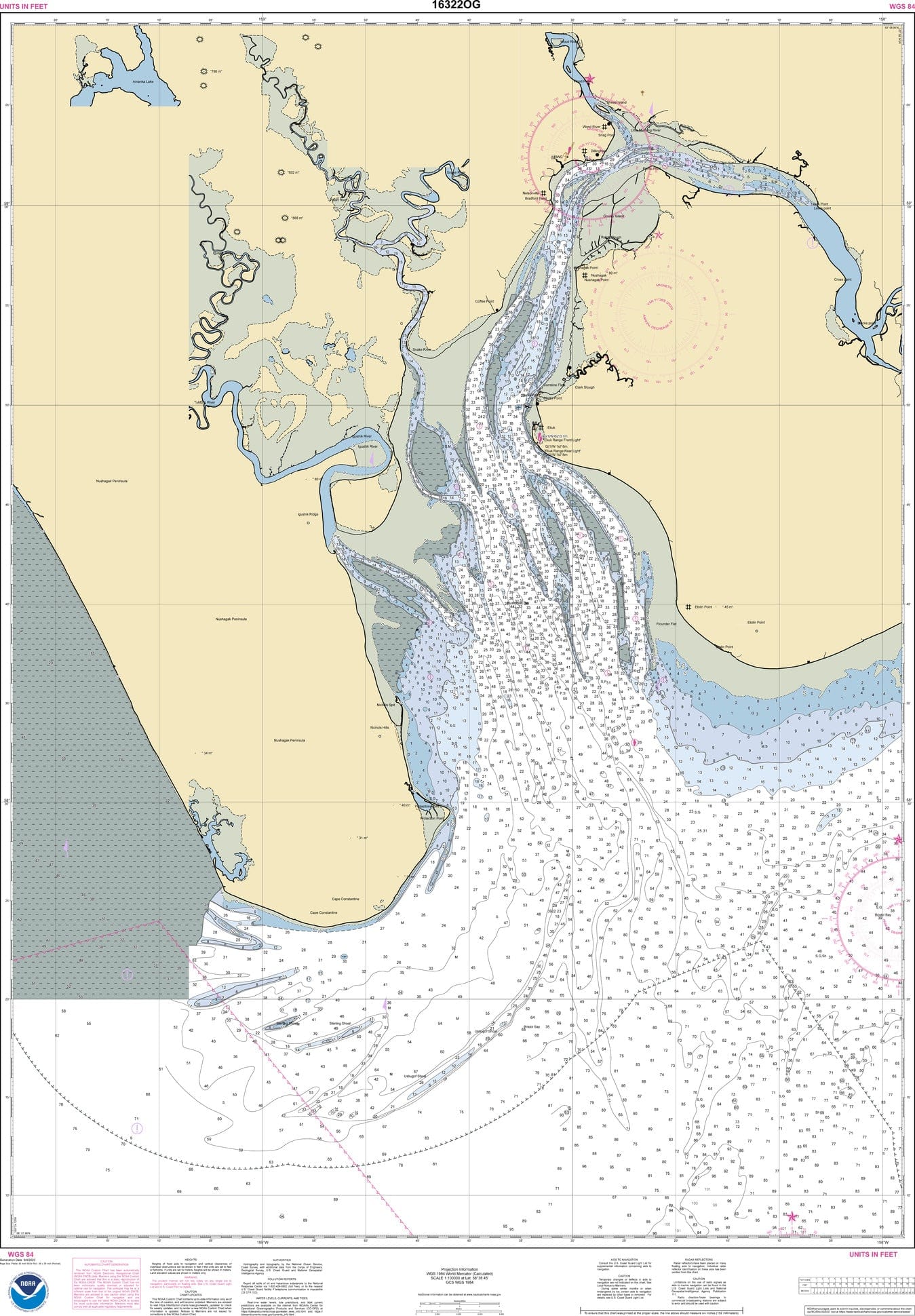 NOAA Nautical Chart 16322: Bristol Bay-Nushagak B and approaches ...