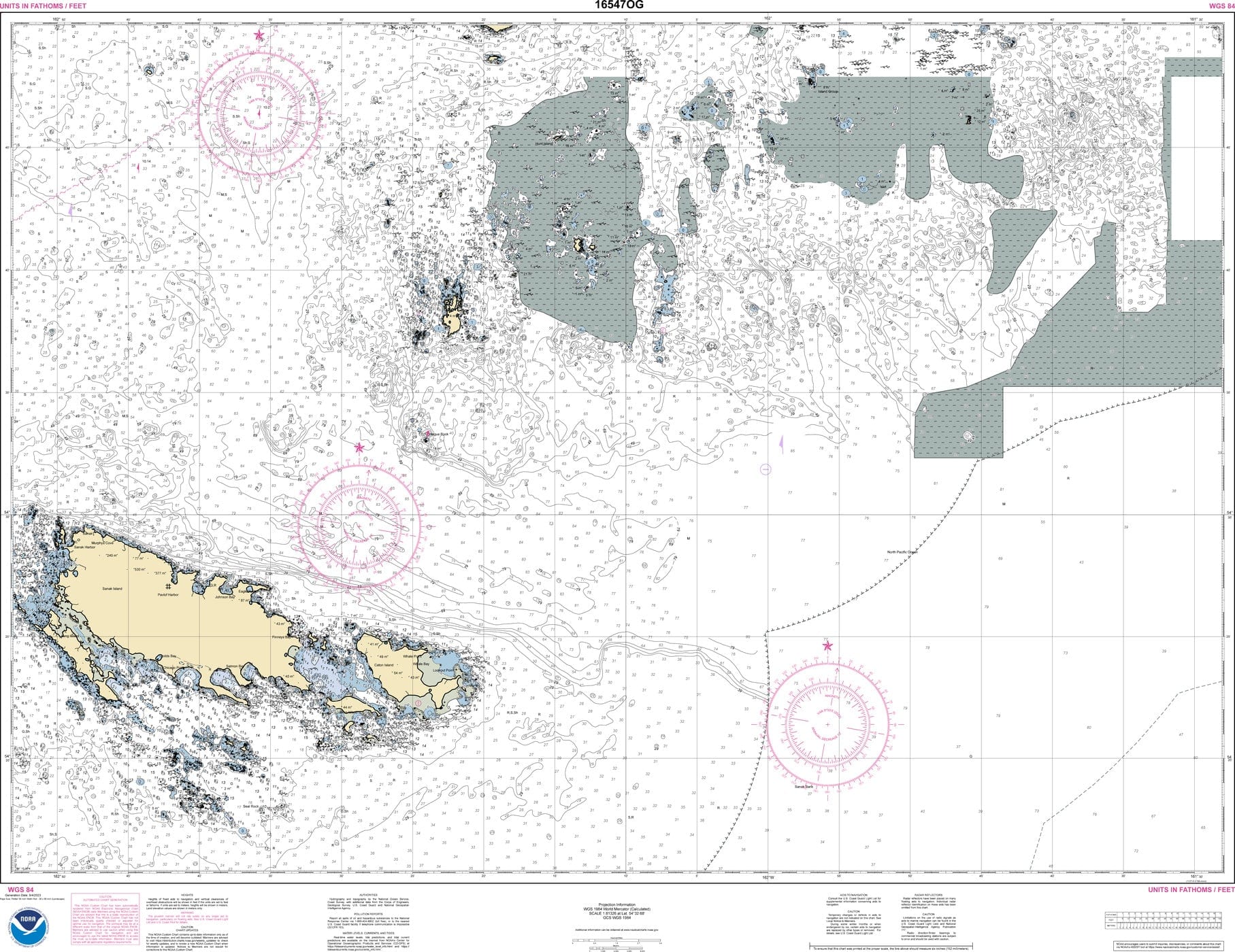 NOAA Nautical Chart 16547: Sanak Island and Sandman Reefs;Northeast Ha ...