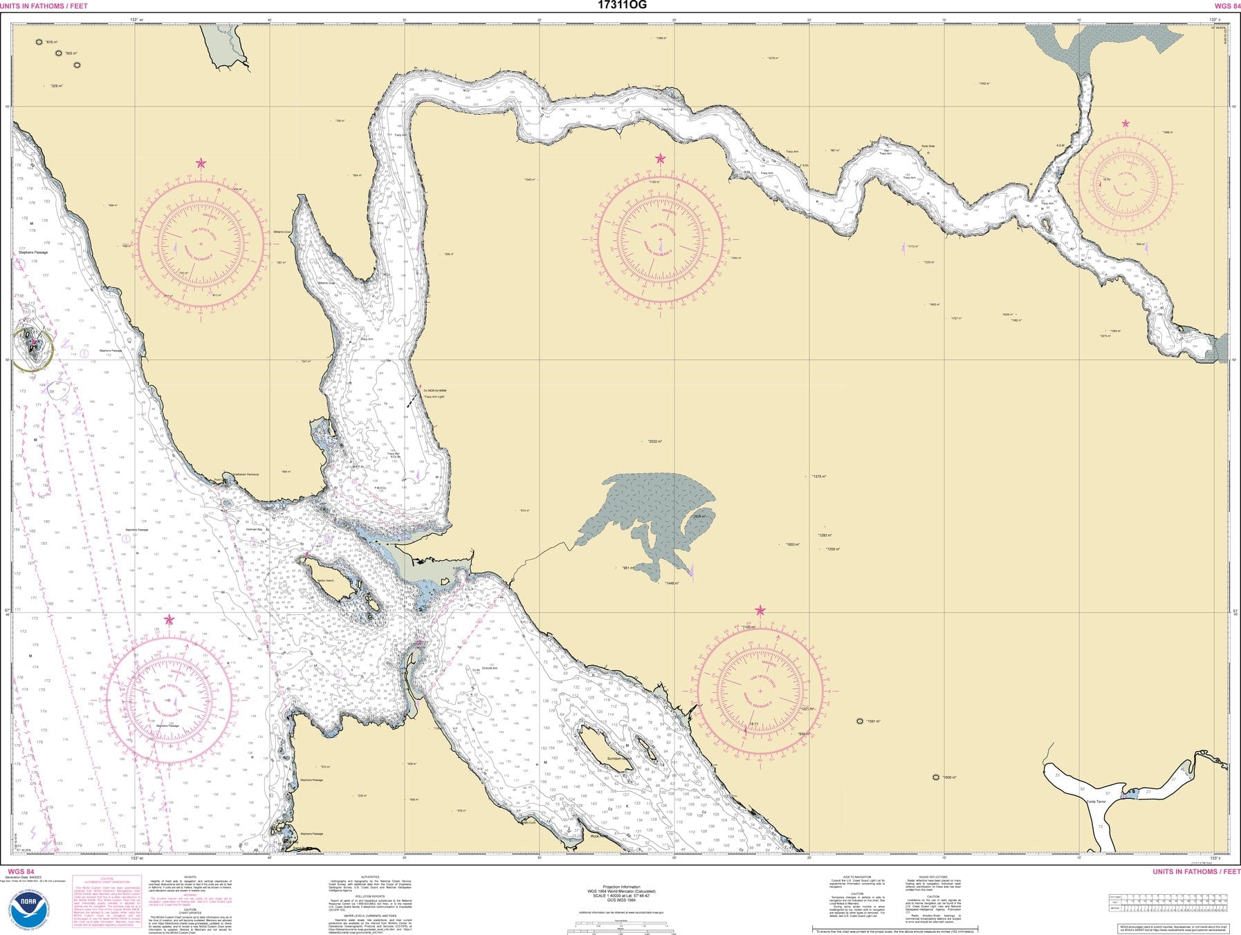 NOAA Nautical Chart 17311: Holkham Bay And Tracy Arm -Stephens Passage ...