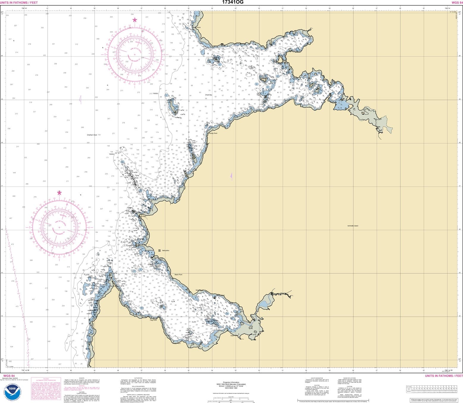 NOAA Nautical Chart 17341: Whitewater Bay and Chaik Bay Chatham Strait ...