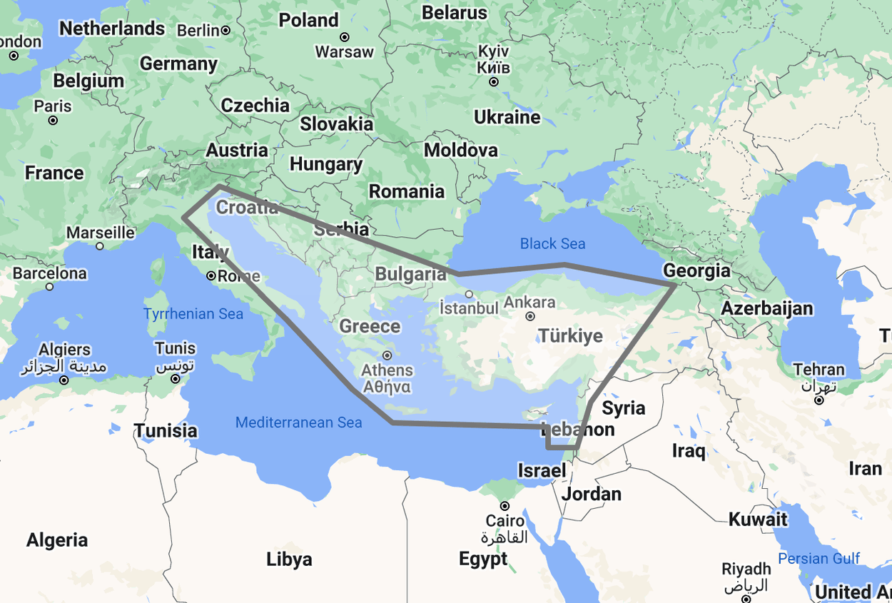 Timezero TZ Map: Eastern Mediterranean - Amnautical