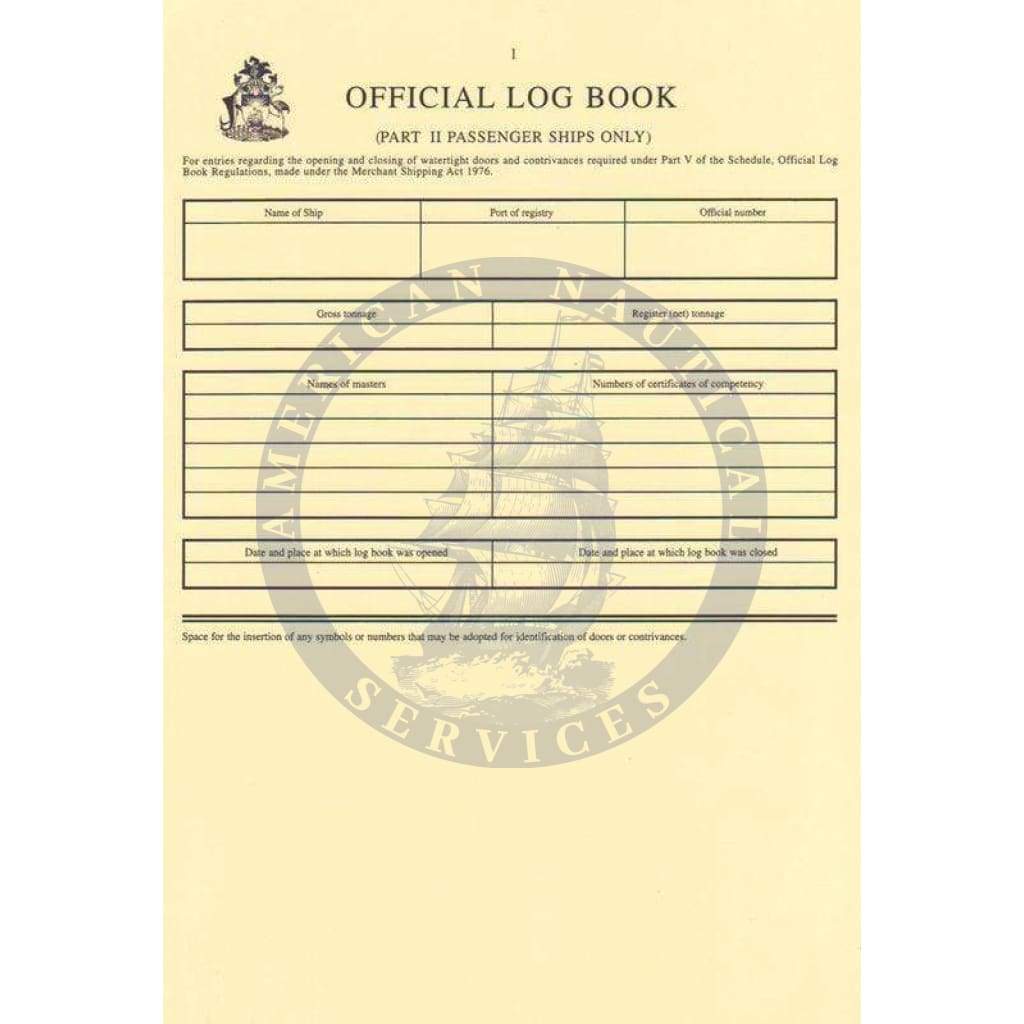 Bahamas Official Record Log Book Part 2 - Amnautical