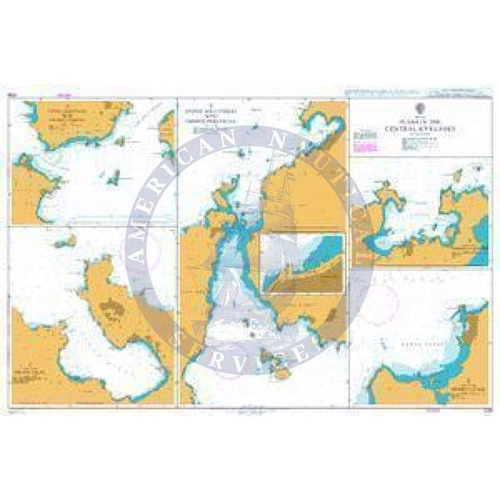 British Admiralty Nautical Chart 1539: Greece, Plans in the Central Ky ...