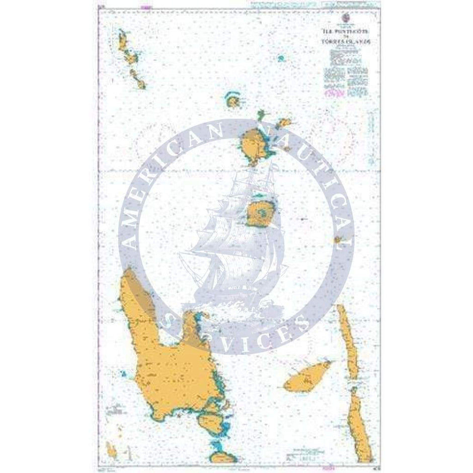 British Admiralty Nautical Chart 1575: Ile Pentecote to Torres Islands ...