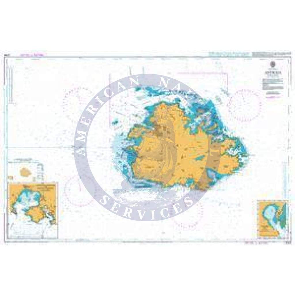 British Admiralty Nautical Chart 2064: West Indies, Antigua.Mamora Bay ...