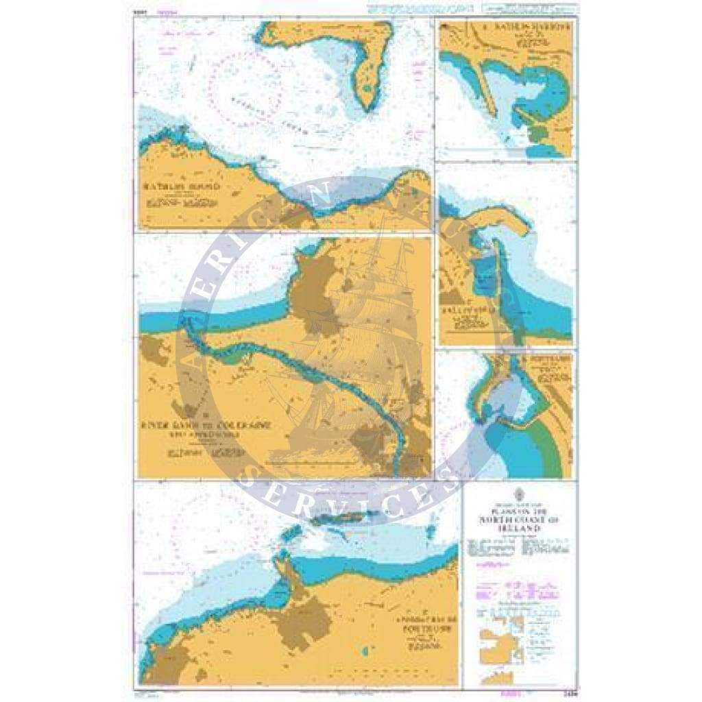 British Admiralty Nautical Chart 2494: Plans on the North Coast of Ire ...