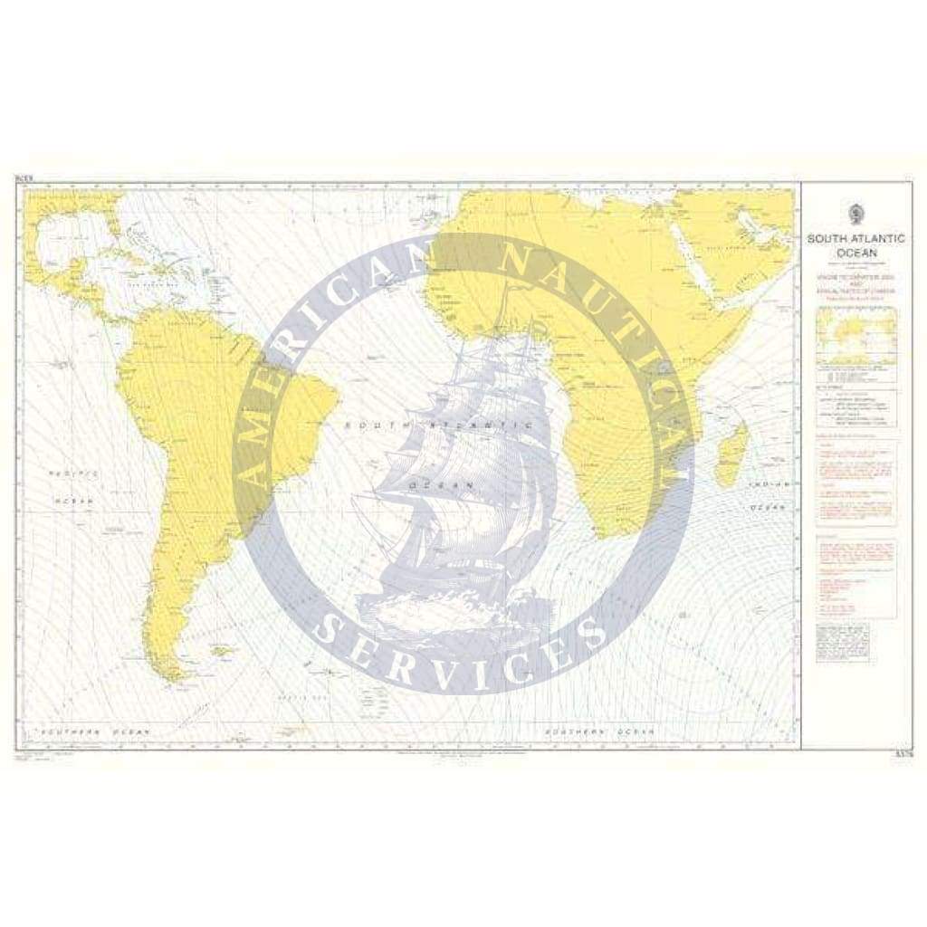 British Admiralty Nautical Chart 5376: South Atlantic Ocean Magnetic ...