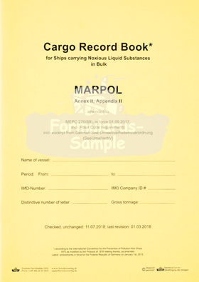 Cargo Record Book for Ships - MARPOL Annex II Compliance - Amnautical