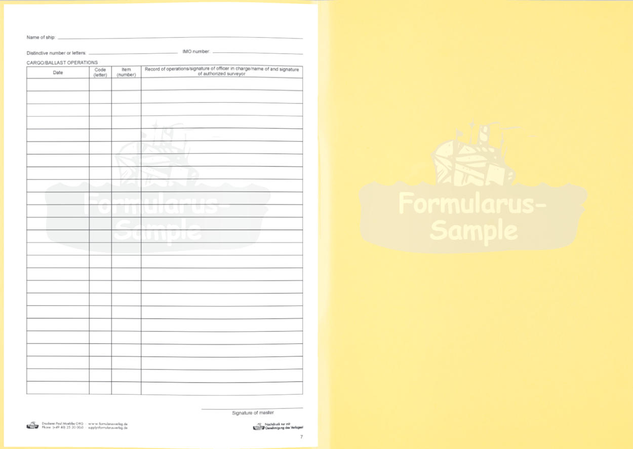 Cargo Record Book for Ships - MARPOL Annex II Compliance - Amnautical