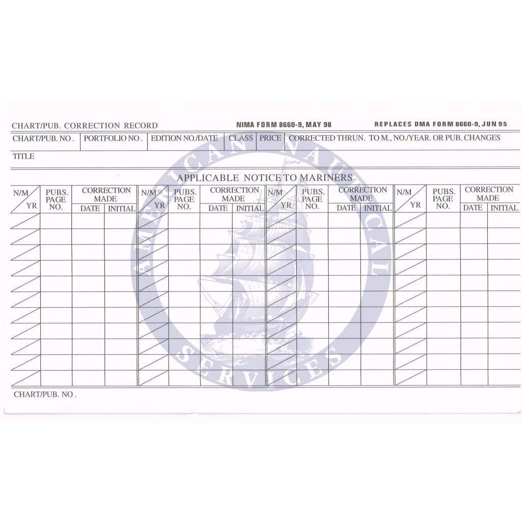 Chart Correction Cards (Pack of 100) - Amnautical