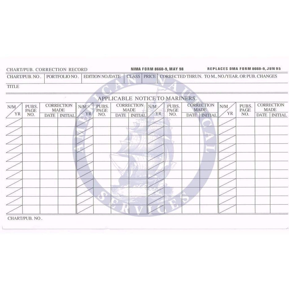 Chart Correction Cards Pack of 100 - Amnautical