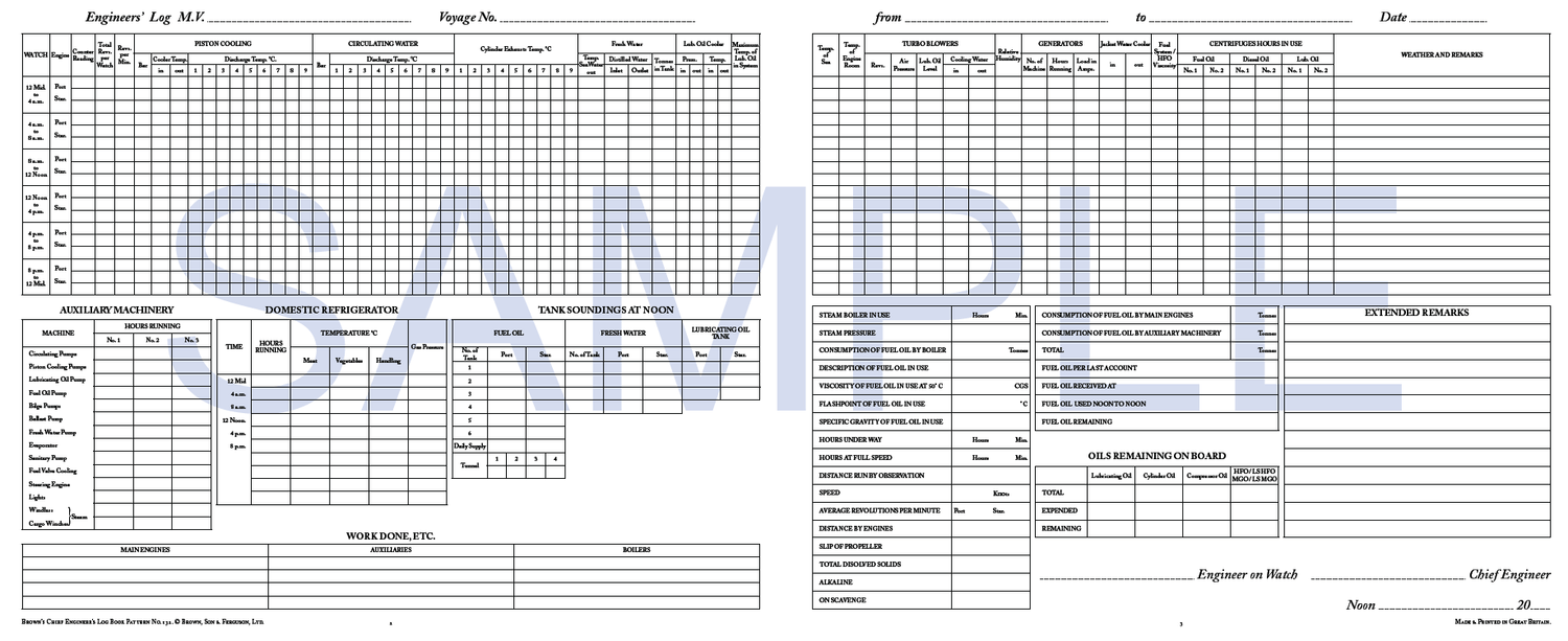 Chief Engineer's Log Book (No. 132) (3-Months) - Amnautical