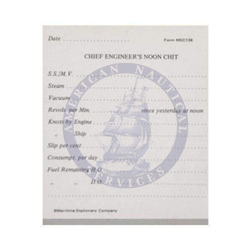 Maritime Printing Ship Log Book - Chief Engineers Noon Chit (Pad ...