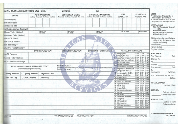Daily Engineroom Logbook - Type 30B - Amnautical