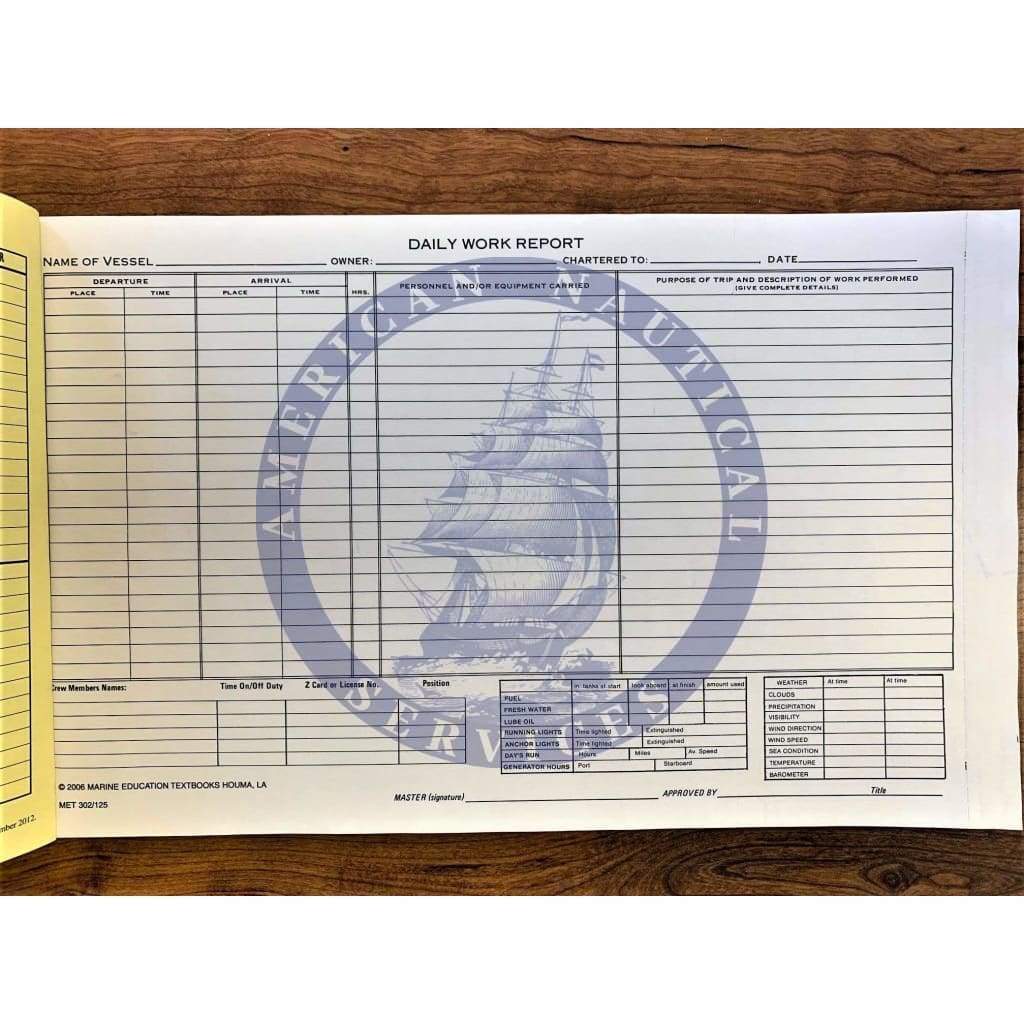 Daily Workboat Deck Log - Type 302 - Amnautical