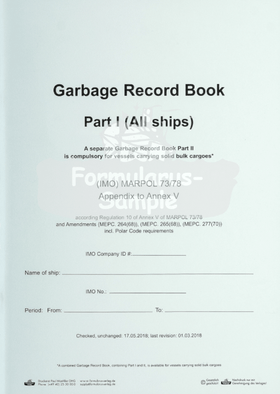 Garbage Record Book Part 1 (All Ships) - Amnautical
