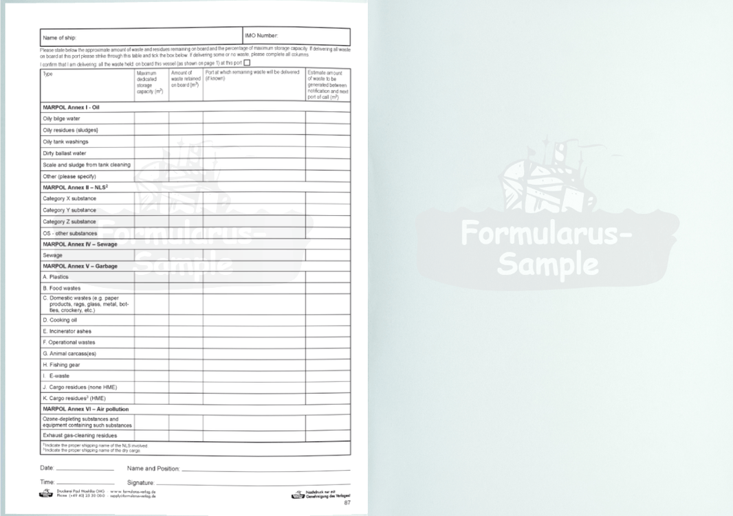 Garbage Record Book Part 1 (All Ships) - Amnautical