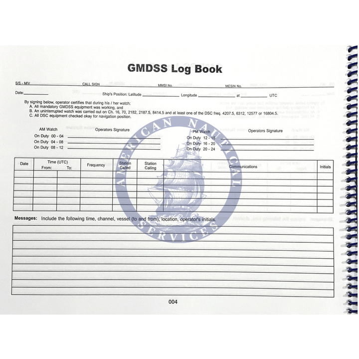 GMDSS Log Book (96 Days) - Amnautical