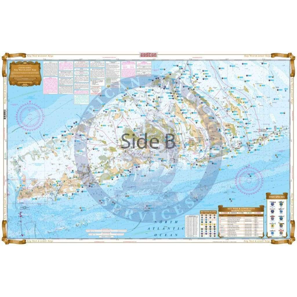 Key West and Lower Keys Lobster Inshore Fish and Dive Chart 110F ...