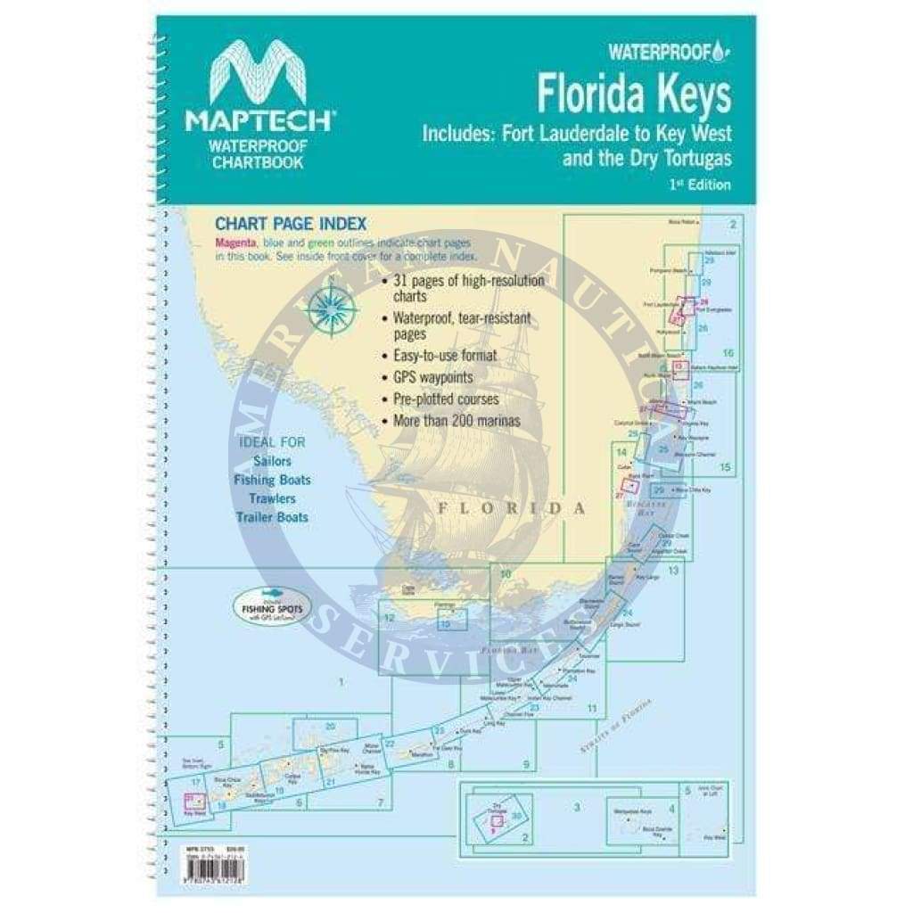 Maptech Waterproof Chartbook: Florida Keys, 1st Edition 2019 - Amnautical