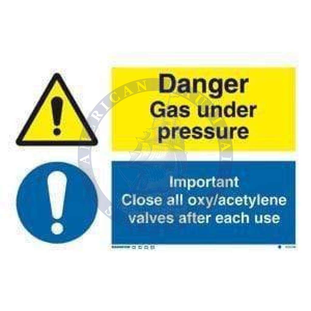 Marine Combination Sign: Danger Exp. Risk / Important Close All Oxy/Ac ...