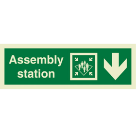Marine Direction Sign: Assembly Station Arrow Down (2019) - Amnautical