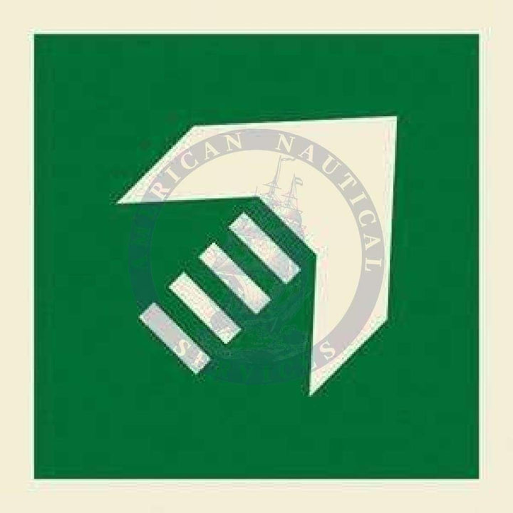 Marine Direction Sign: Diagonal arrow - Secondary escape route - Amnautical