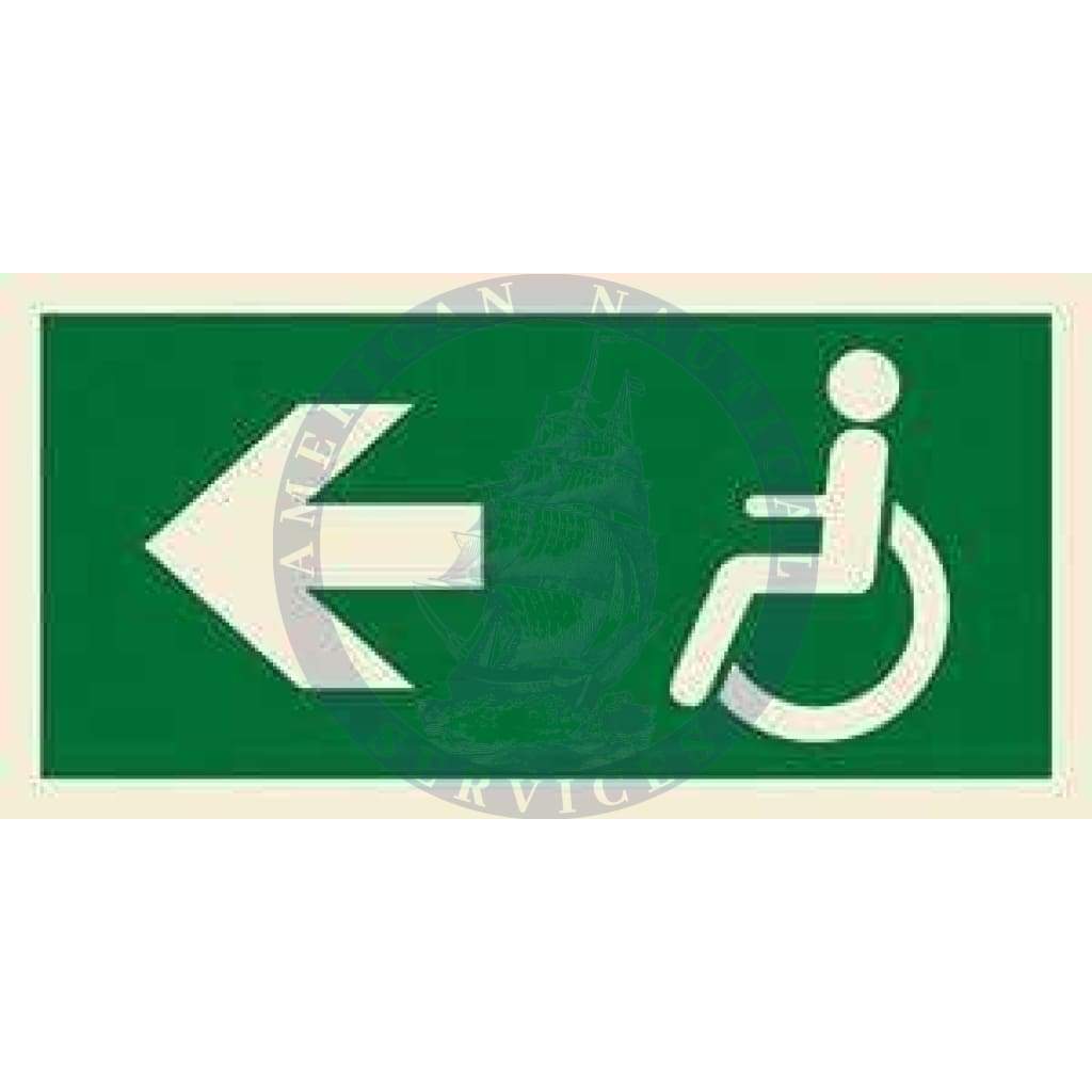 Marine Direction Sign: Disabled symbol with arrow left - Amnautical